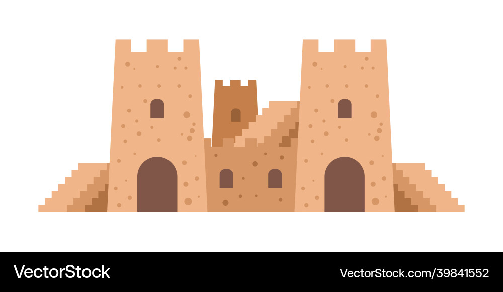 Cartoon sand castle beach recreation sandy Vector Image