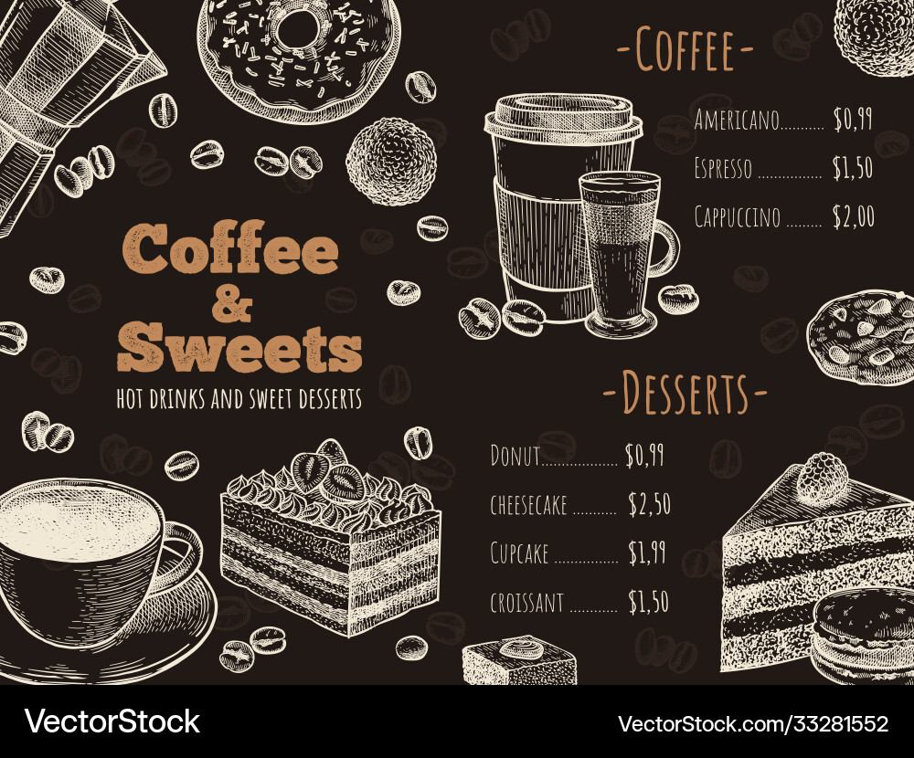 Coffee menu house bar or cafe menu design Vector Image