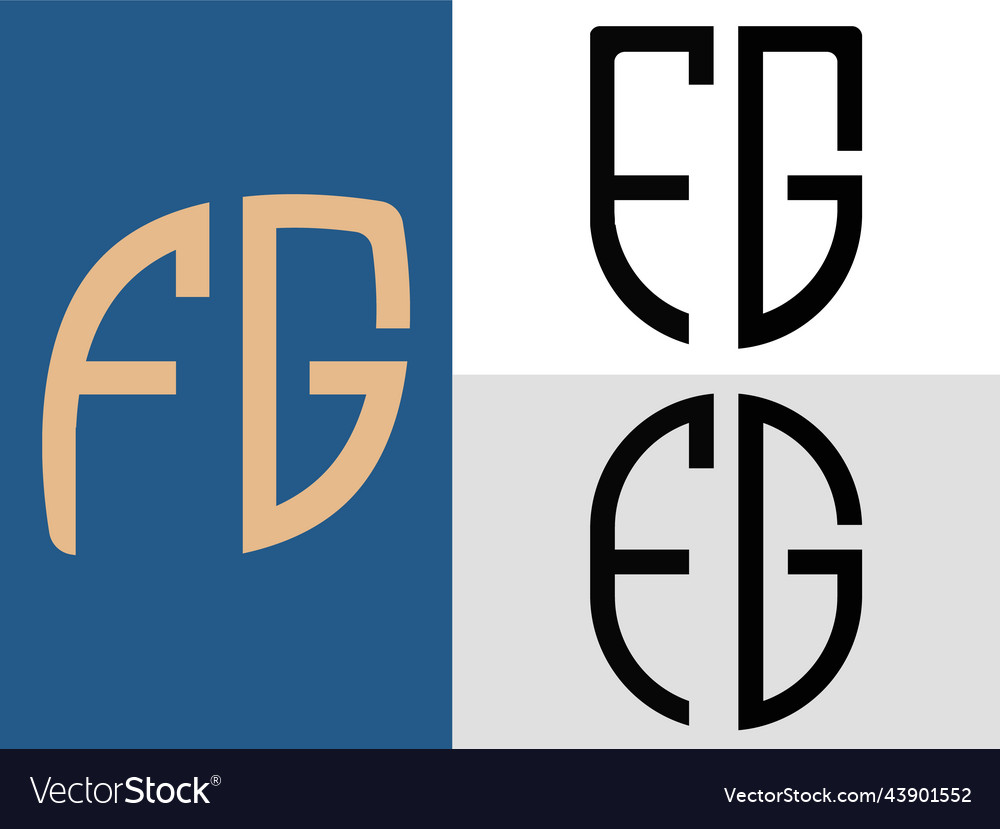 Creative initial letters fg logo designs bundle Vector Image