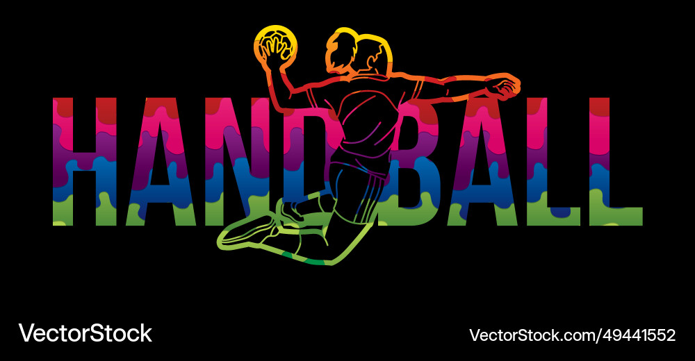 Handball sport text designed with player action Vector Image