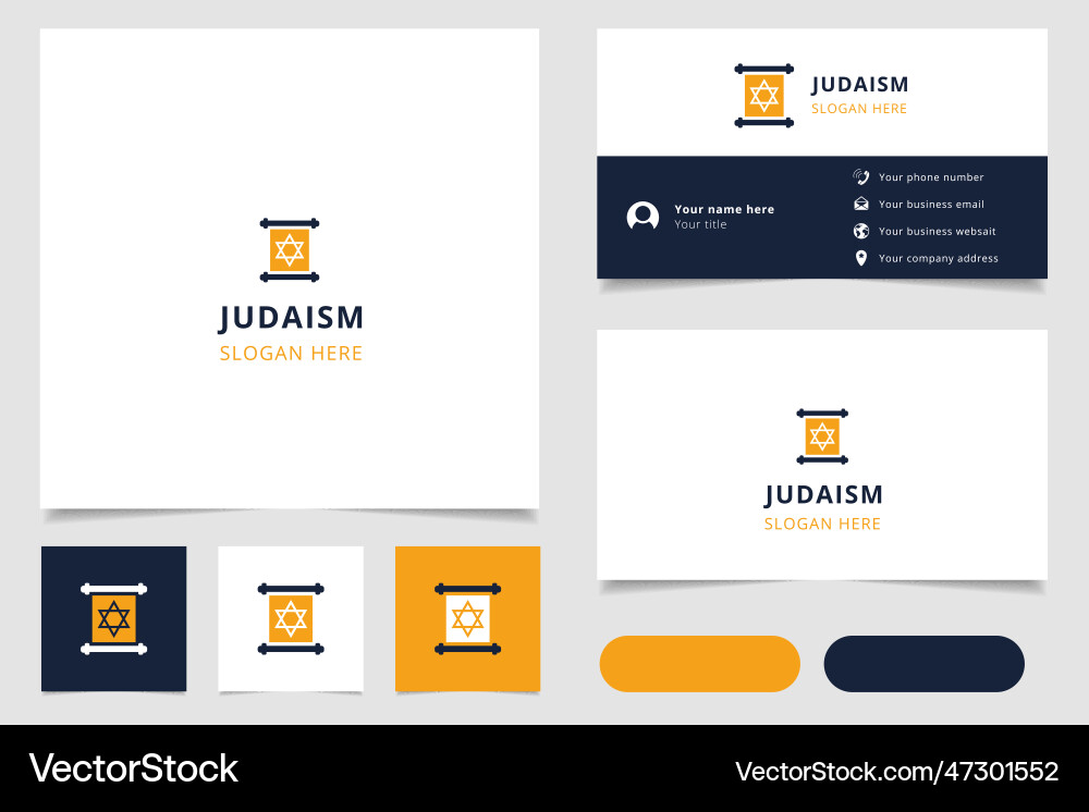 Judaism logo design with editable slogan branding Vector Image