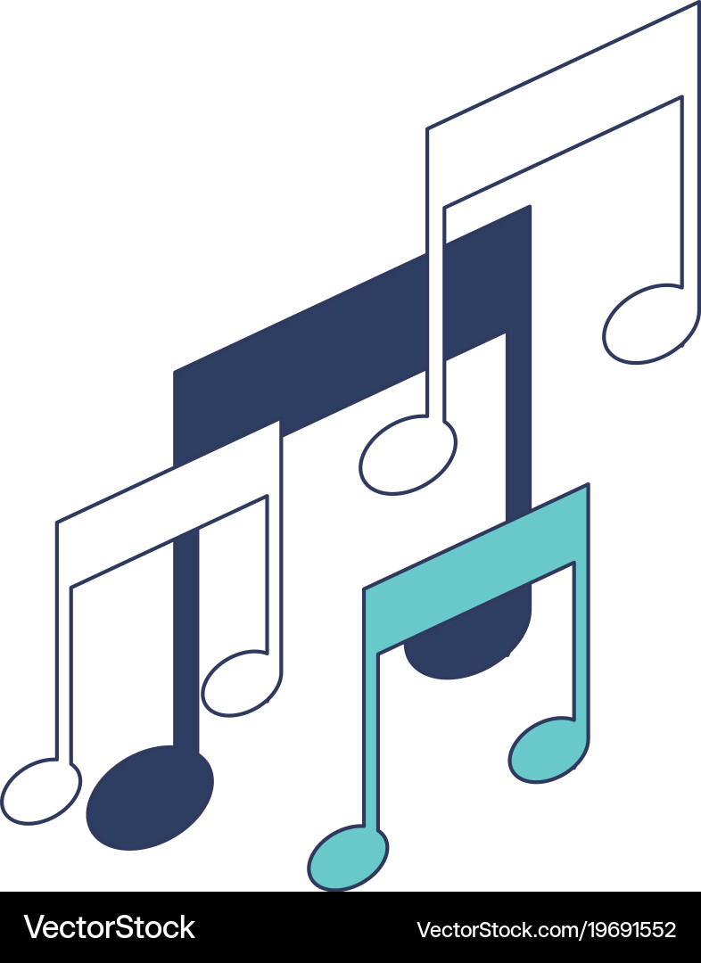 Musical notes icons in blue color sections Vector Image