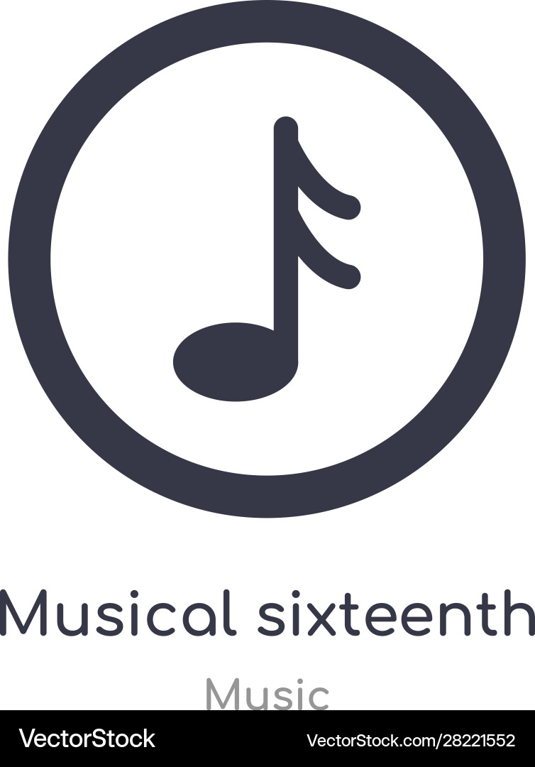Musical sixteenth note outline icon isolated line Vector Image