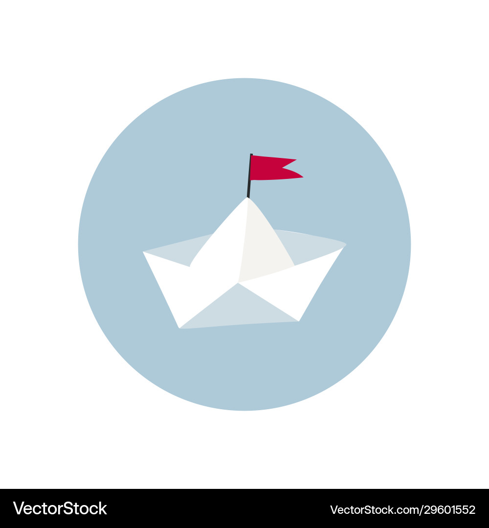 Paper boat origami circle sticker Royalty Free Vector Image