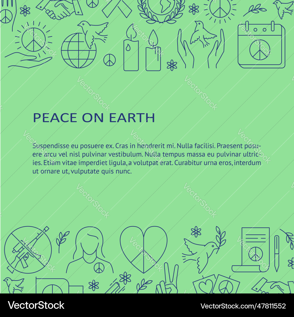 Peace on earth line banner Royalty Free Vector Image