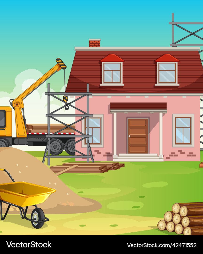 Scene of building construction site Royalty Free Vector