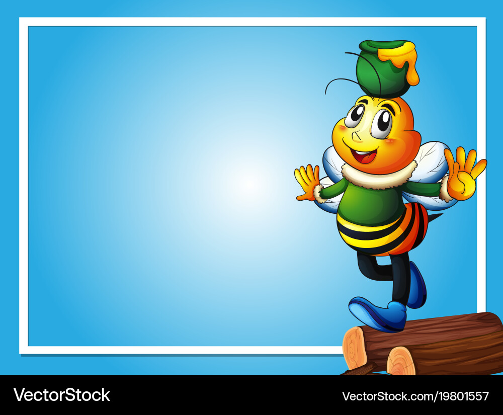 Border template with bee and honey pot Royalty Free Vector