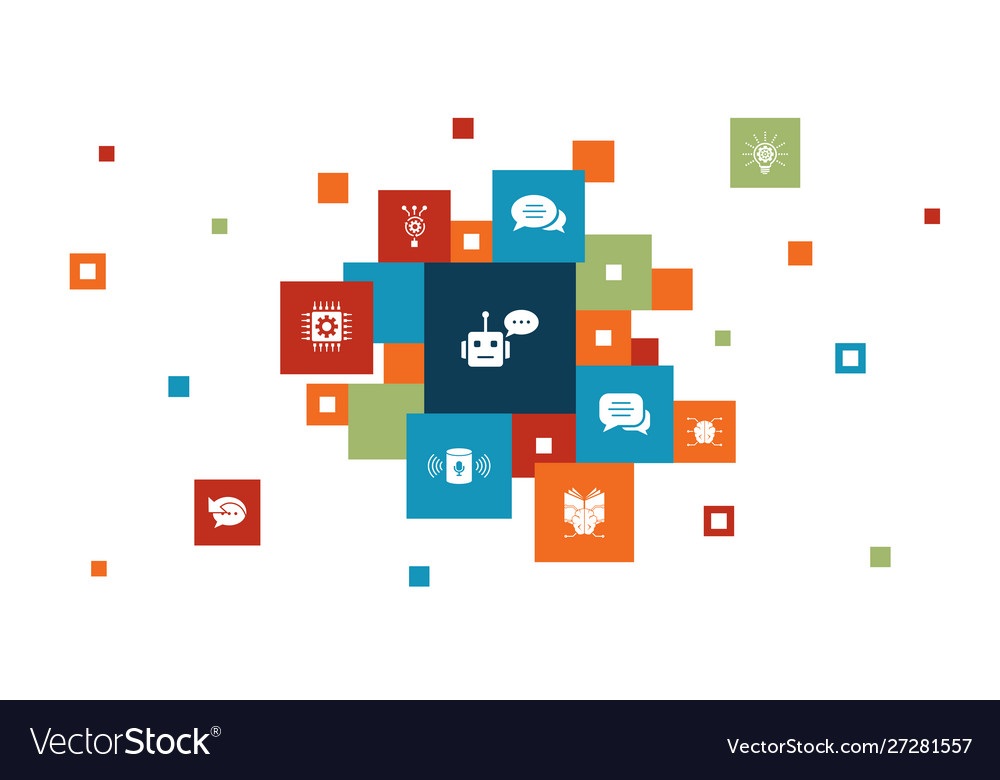 Chatbot infographic 10 steps pixel design voice Vector Image