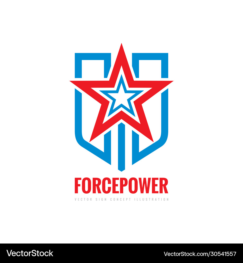 Force power concept sign star shield and stripes Vector Image