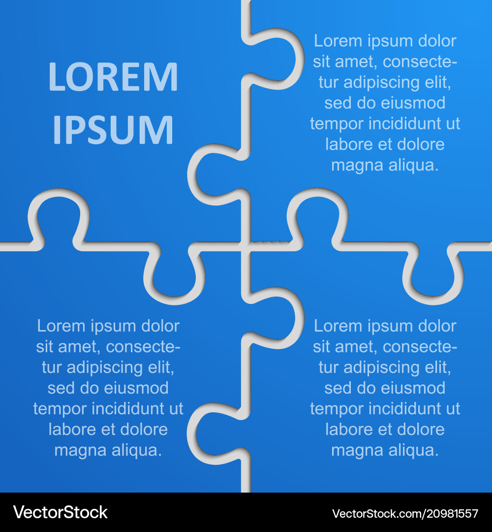 Four pieces puzzle infographic 4 step puzzle Vector Image