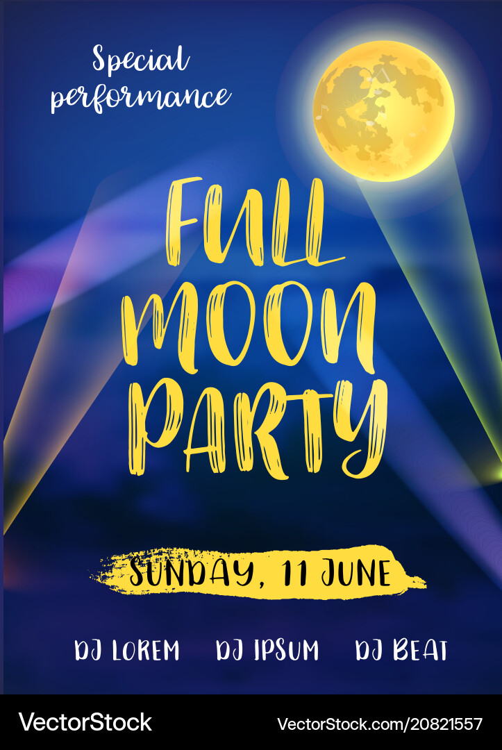 Full moon beach party flyer design eps 10 Vector Image