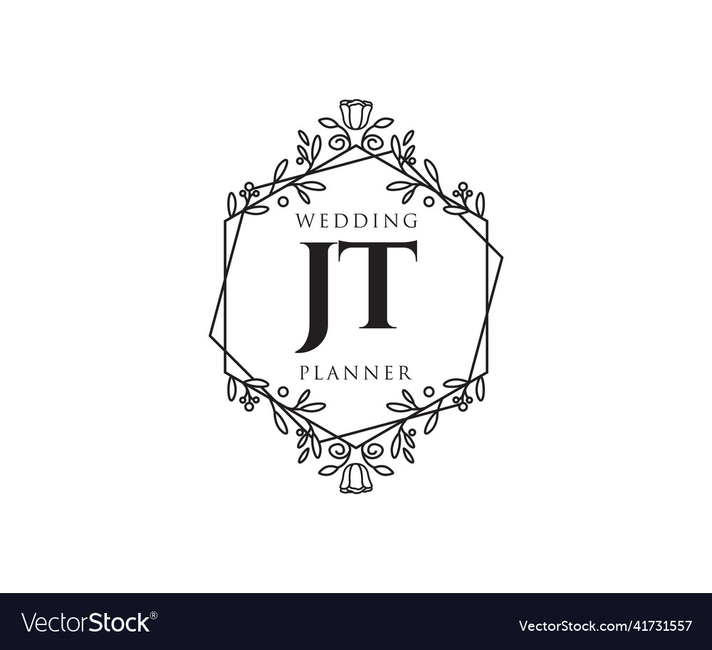 Jt initials letter wedding monogram logos Vector Image
