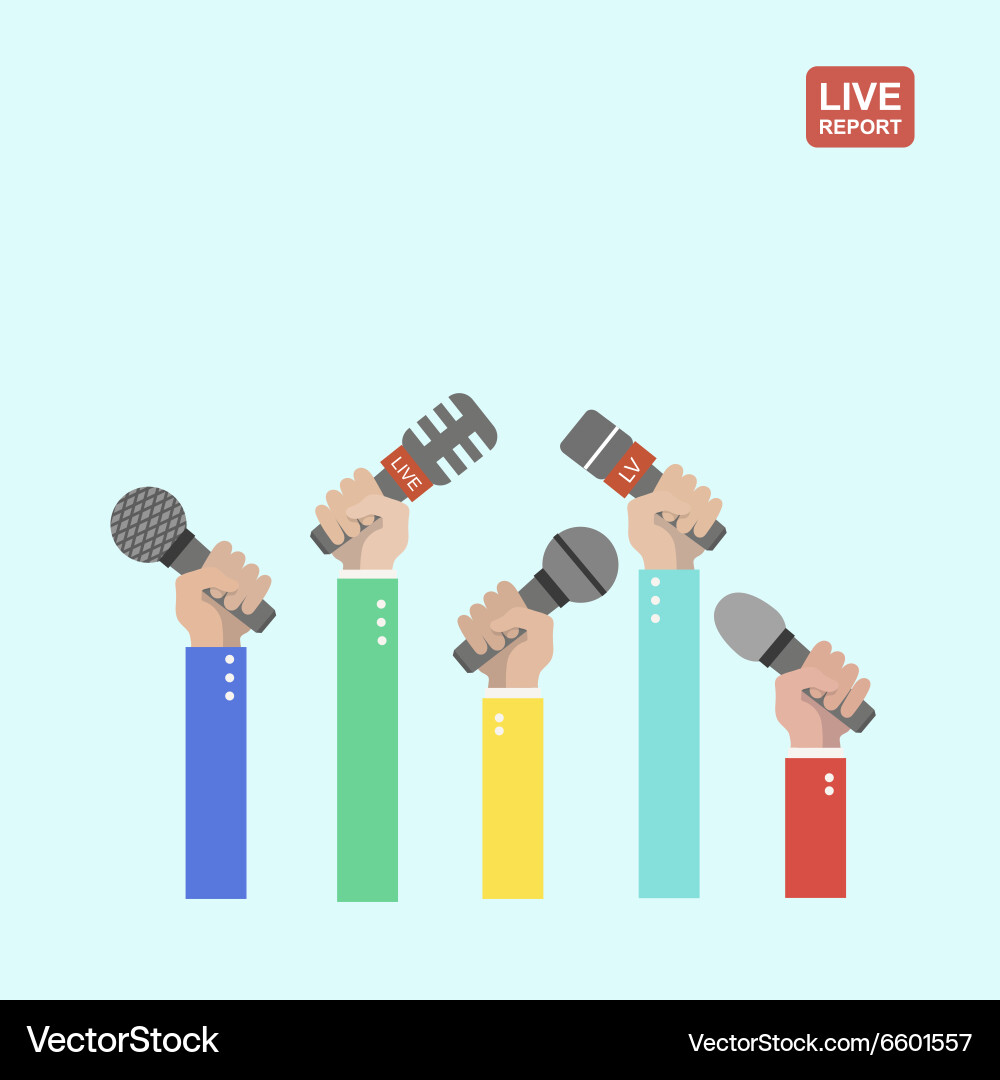 Live report concept news hands Royalty Free Vector Image
