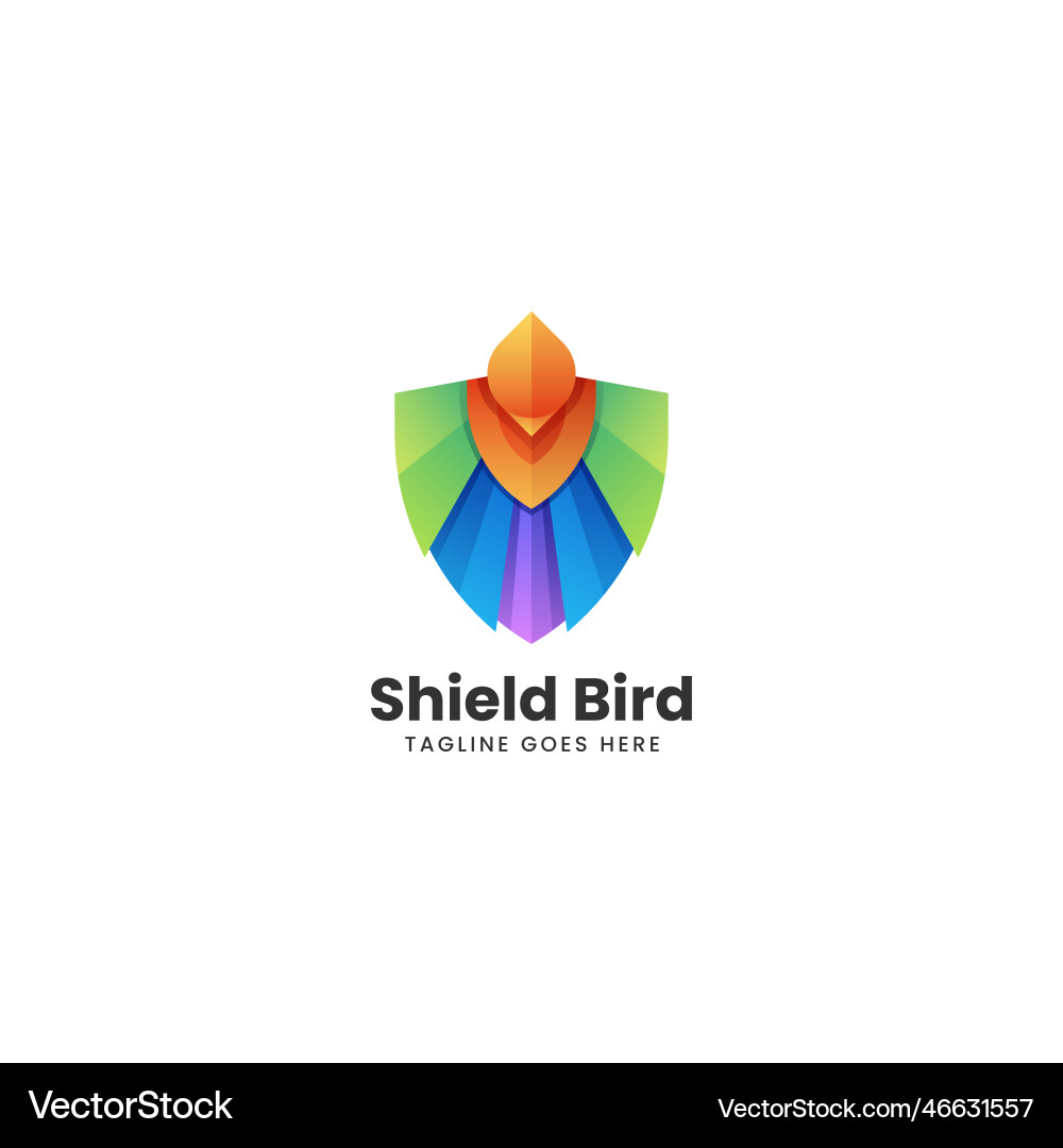 Logo shield bird gradient colorful style Vector Image