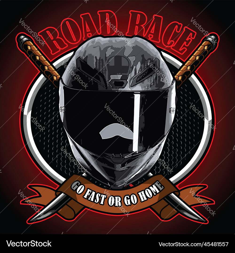 Motorcycle helmet and katana sword template Vector Image
