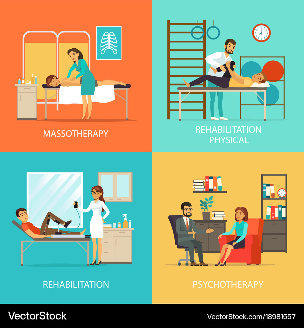 People rehabilitation square concept Royalty Free Vector