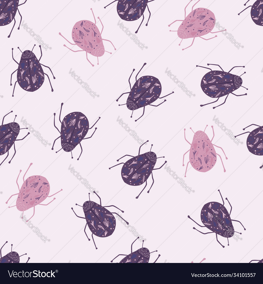 Random seamless pattern with doodle bug Royalty Free Vector
