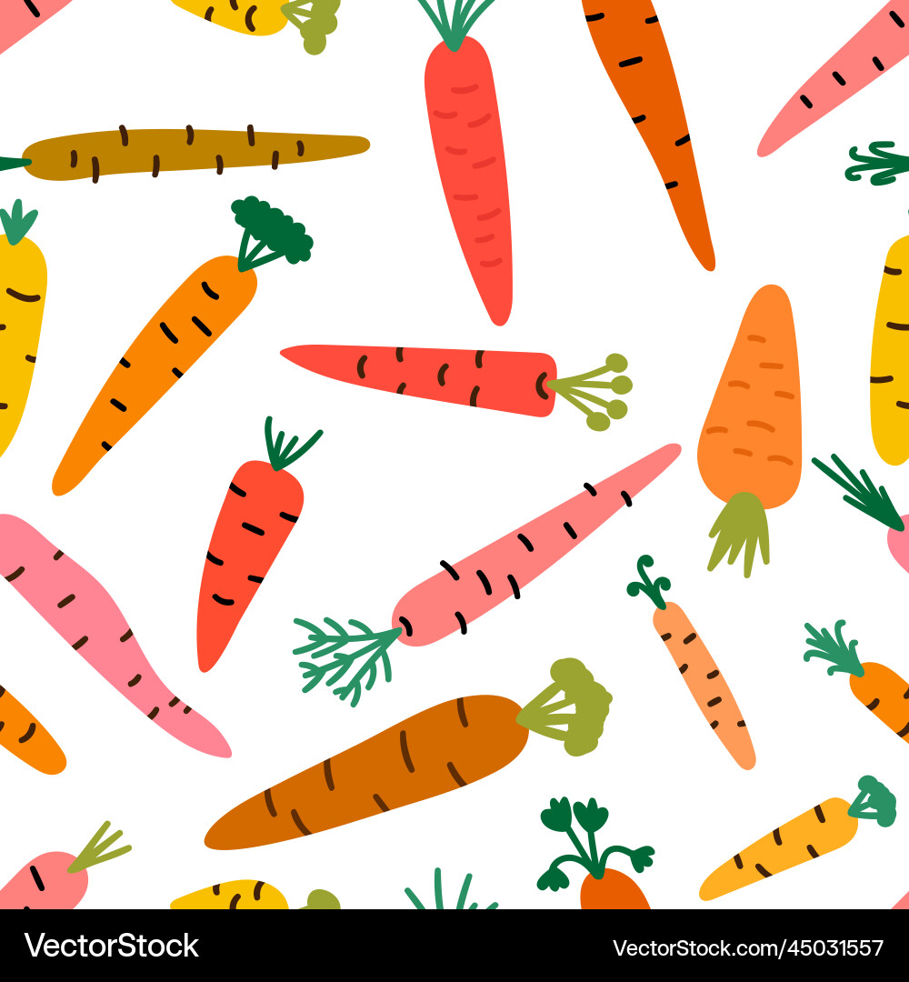 Seamless pattern with hand drawn carrots cartoon Vector Image