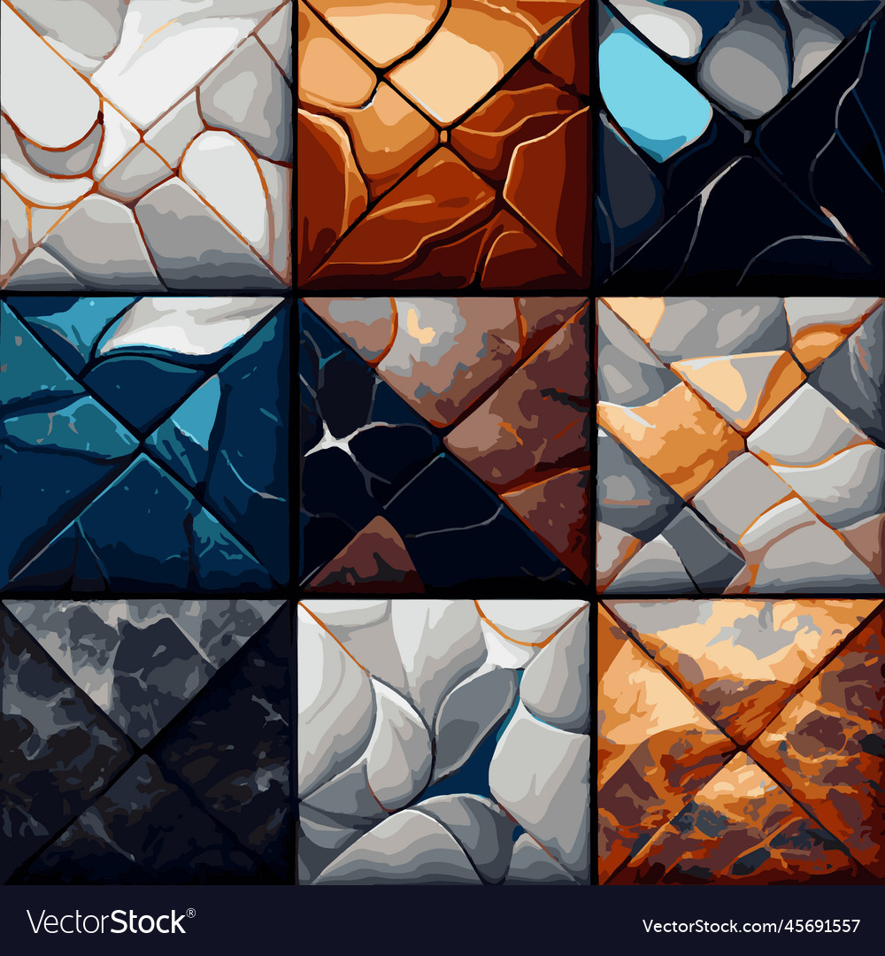 Set 9pcs light and dark marble tile texture Vector Image