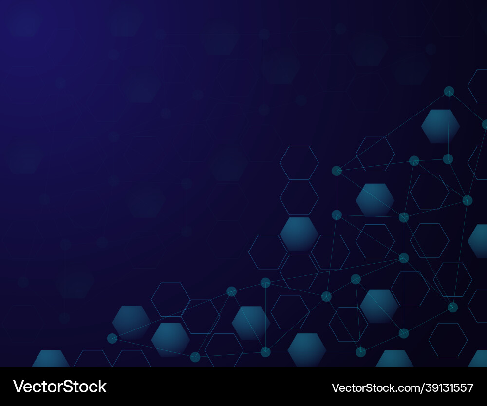Technology background blue hexagon shape poly Vector Image