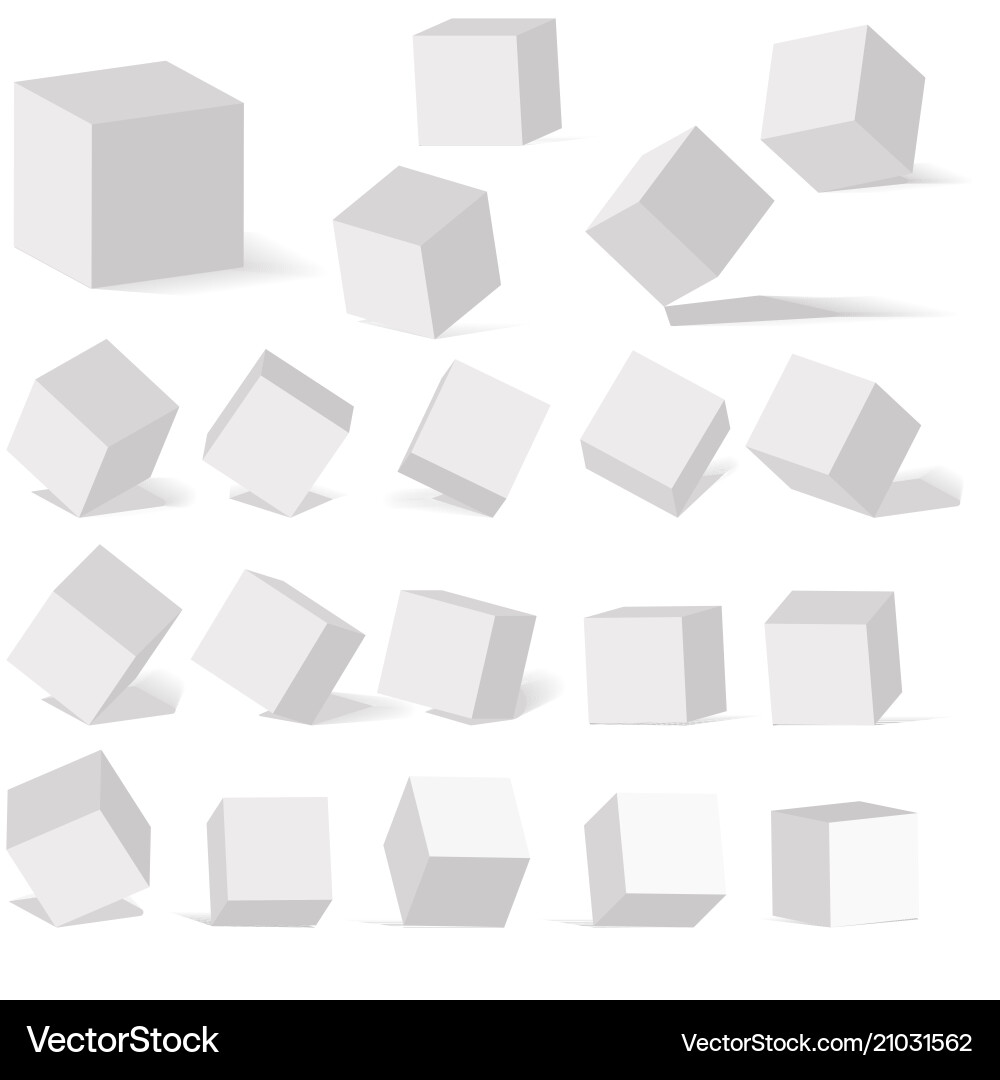 A set of cube icons with perspective 3d Royalty Free Vector
