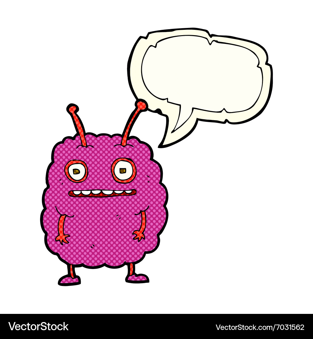 Cartoon funny alien monster with speech bubble Vector Image