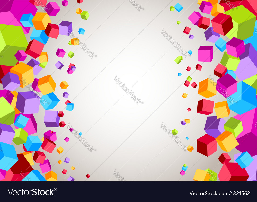 Colorful Cubes On The Sides Geometrical Vector Image