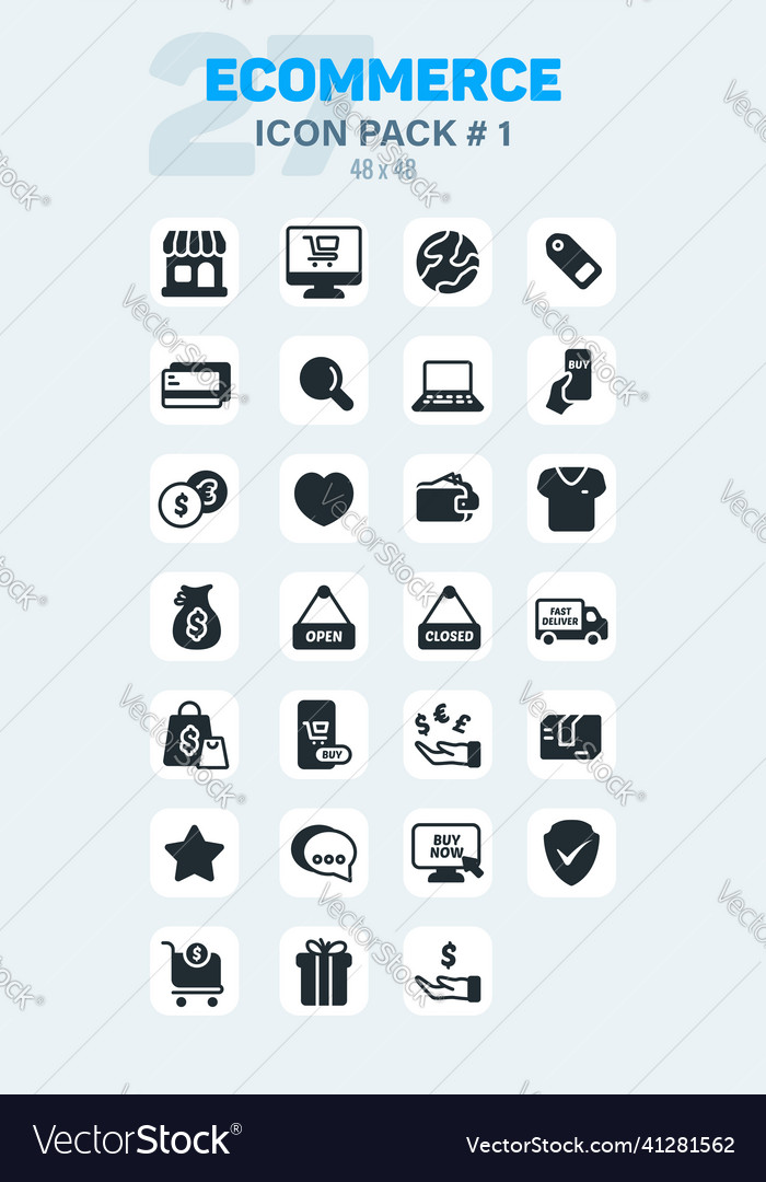 Ecommerce solid icon pack 1 solid icons Royalty Free Vector