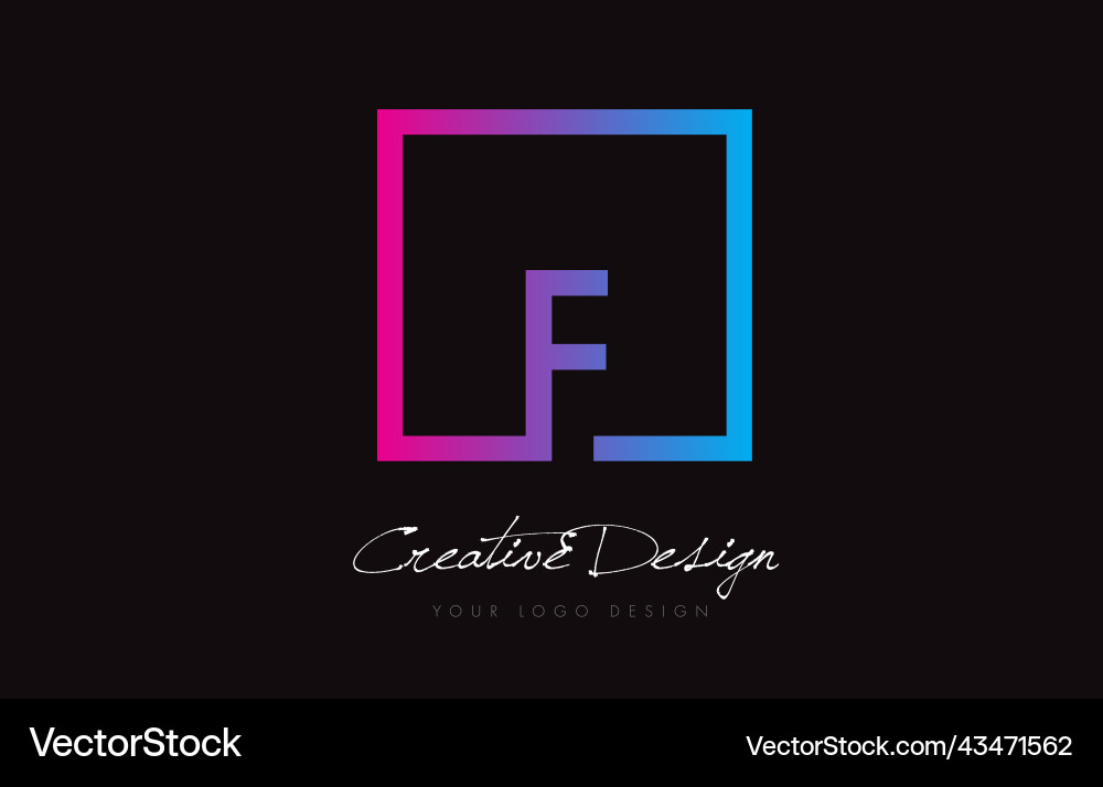 F square frame letter logo design with purple Vector Image