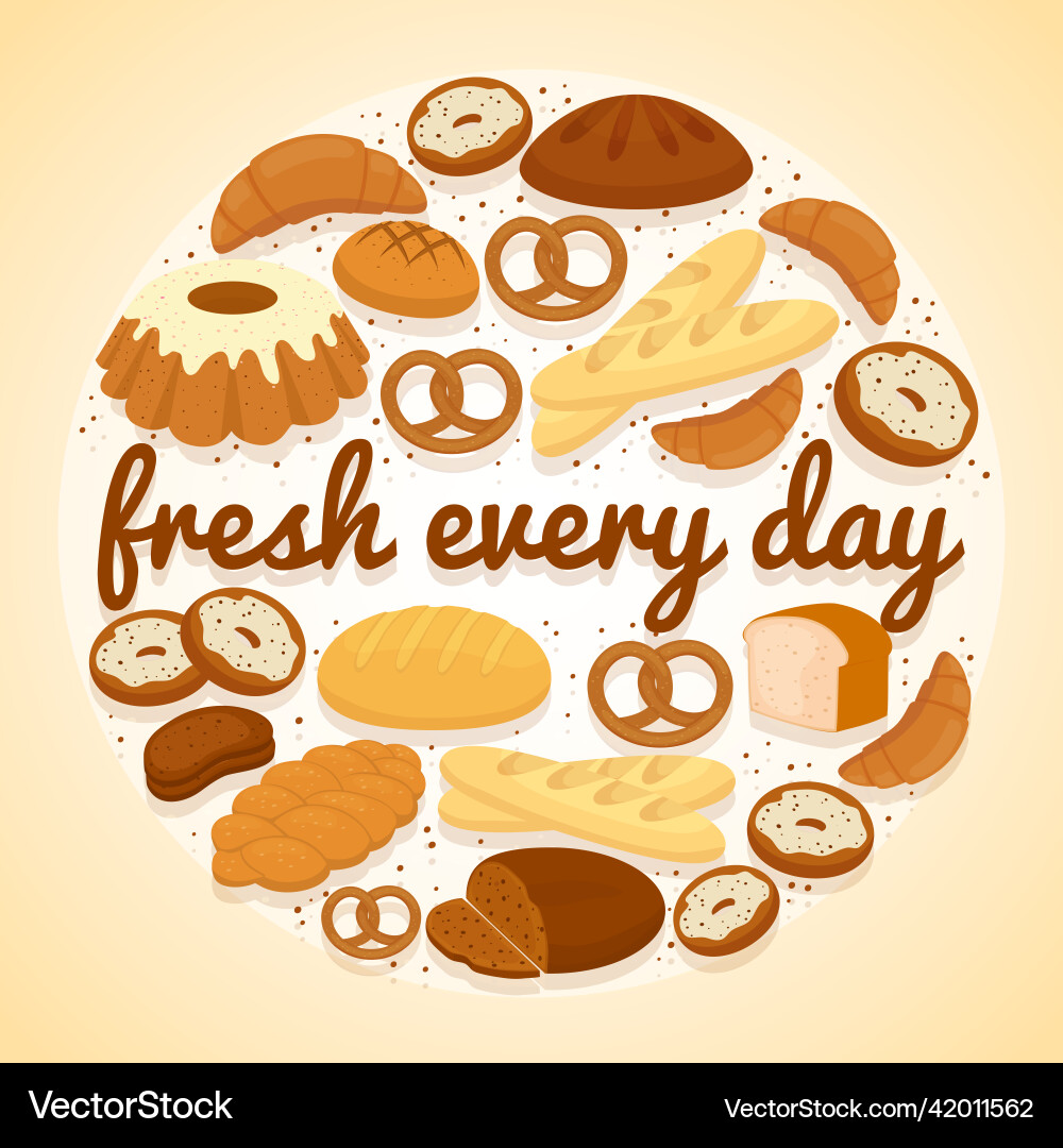 Fresh every day bakery label Royalty Free Vector Image