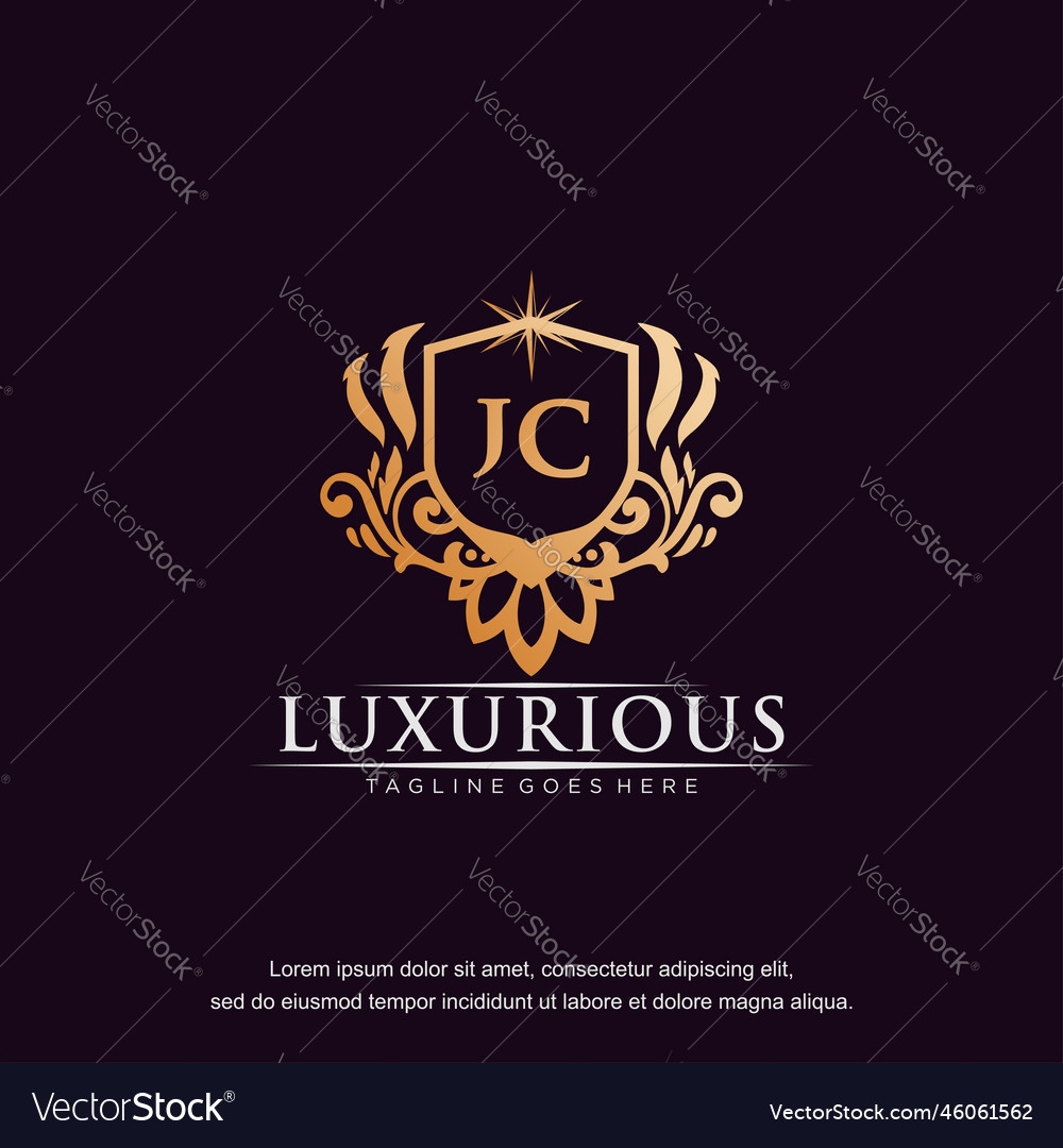 Jc initial letter luxury ornament gold monogram Vector Image Jc initial letter luxury ornament gold monogram Vector Image