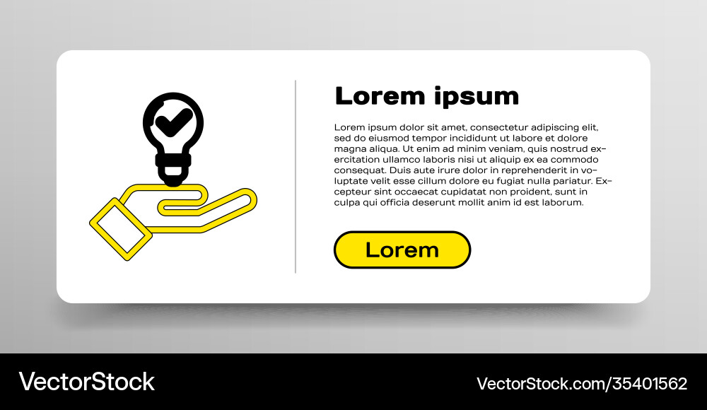 Line light bulb in hand icon isolated on white Vector Image