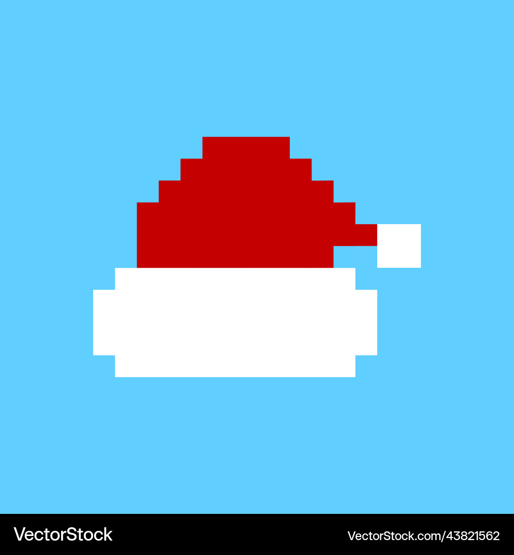 Pixel santa hat for games claus cap Royalty Free Vector