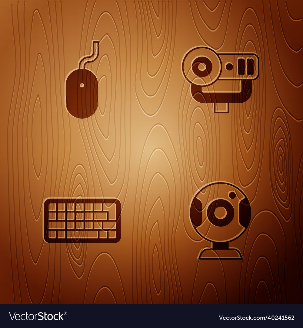 Set web camera computer mouse keyboard Royalty Free Vector