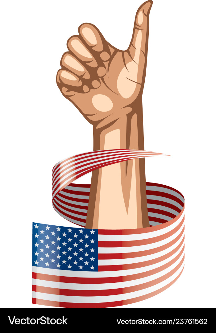 Usa flag and hand on white background Royalty Free Vector