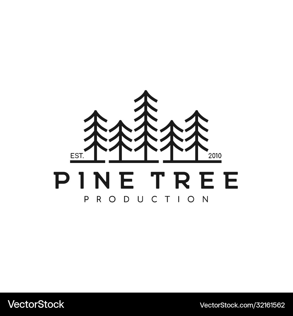 Vintage line art pine spruce tree logo design Vector Image