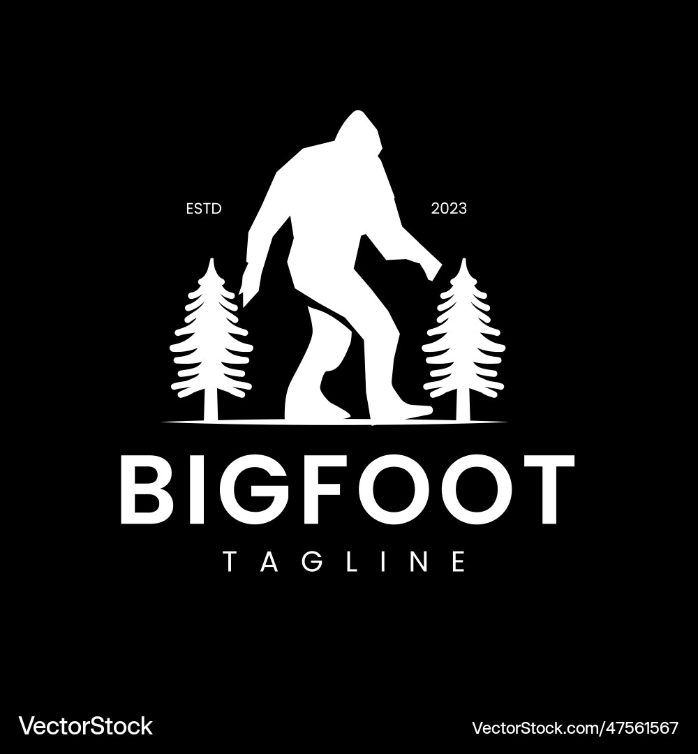Bigfoot walking silhouette design tree symbol Vector Image