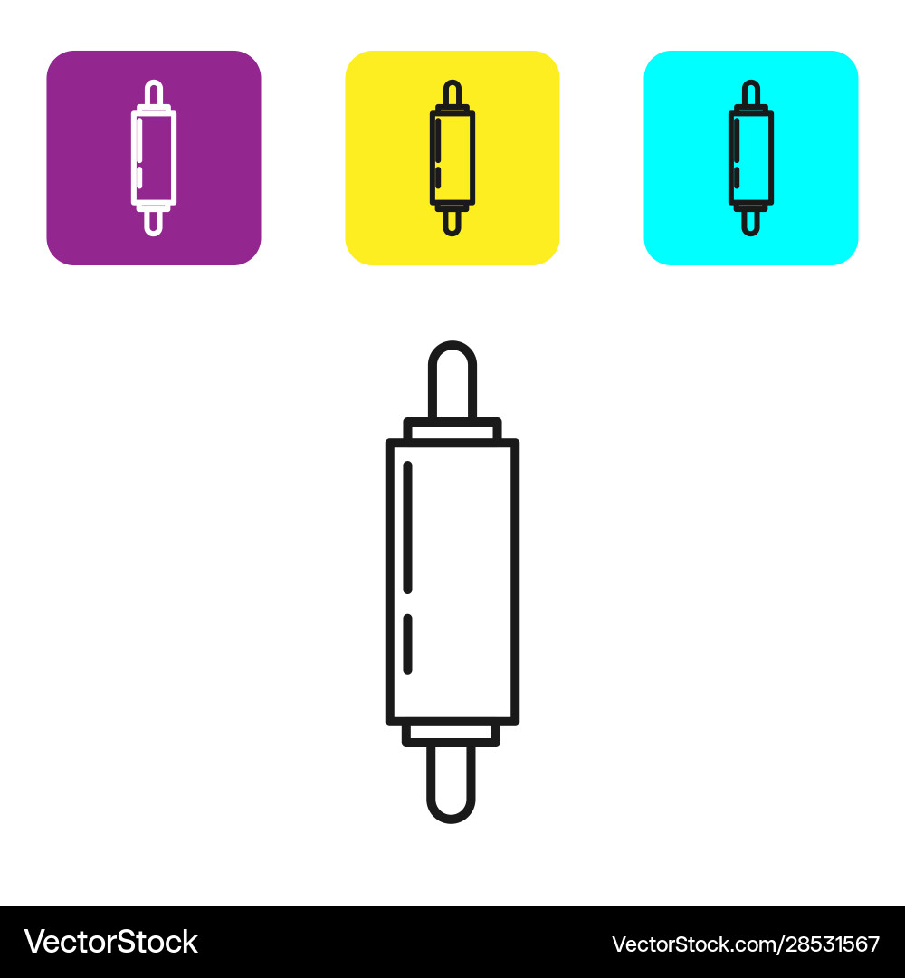 Black line rolling pin icon isolated on white Vector Image