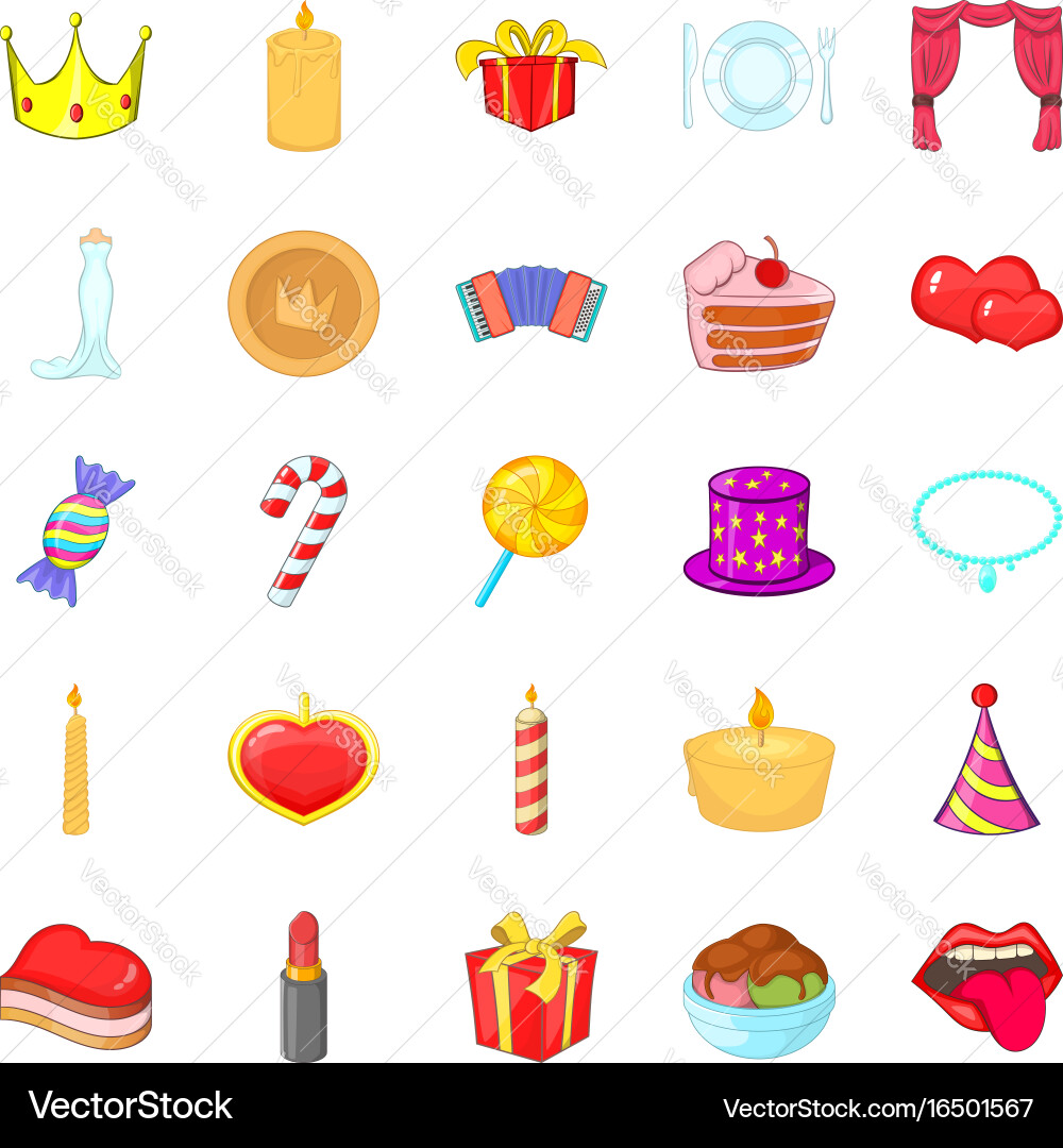 Buster icons set cartoon style Royalty Free Vector Image