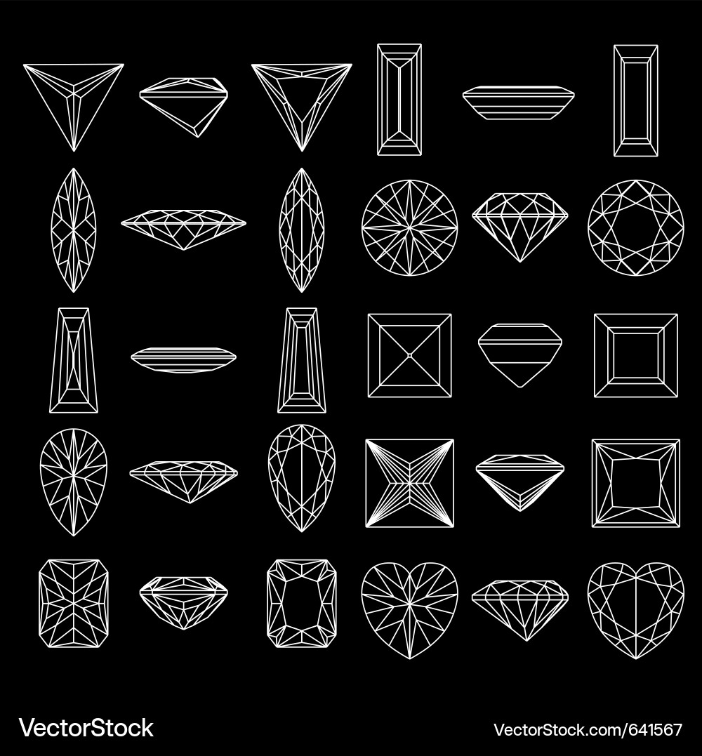 Diamond gemstone wire frames Royalty Free Vector Image