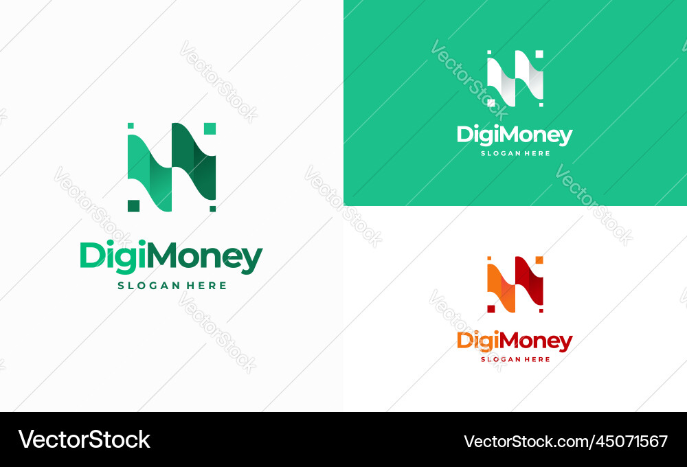 Digital money logo designs concept digital Vector Image