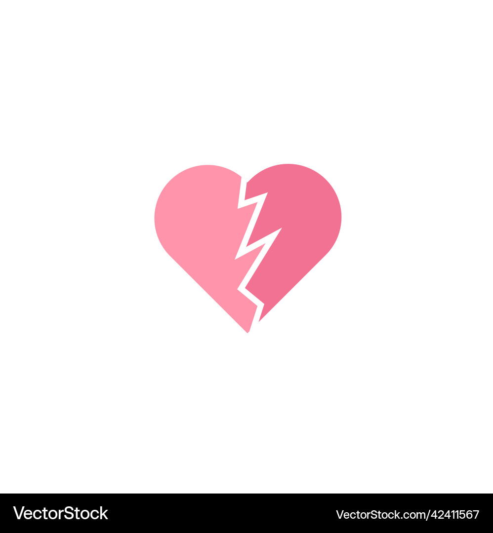 Flat icon of broken heart heartbroken design Vector Image