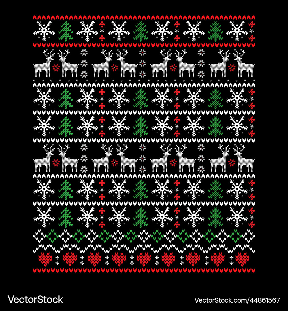 Funny cat christmas ugly sweater design Royalty Free Vector