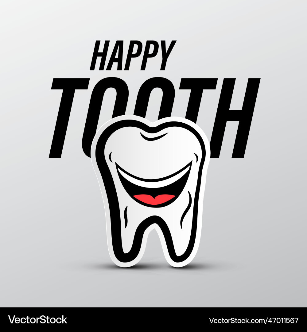 Happy tooth cartoon isolated Royalty Free Vector Image