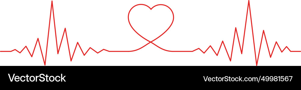 Heartbeat line with heart shape Royalty Free Vector Image