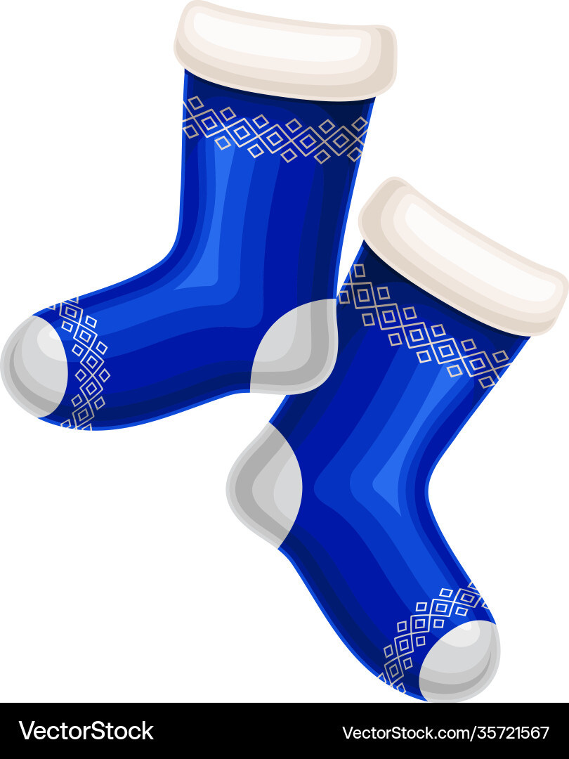 Knitted winter pair socks with ornament Royalty Free Vector