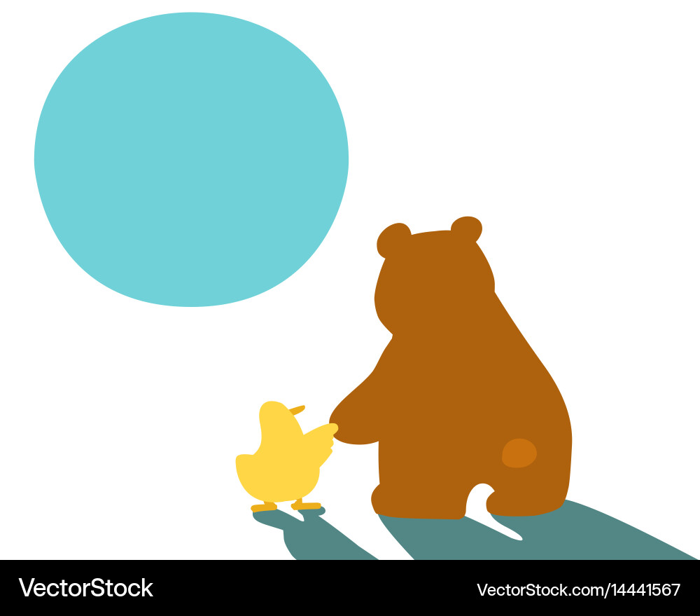 Little duck hold hand big bear Royalty Free Vector Image