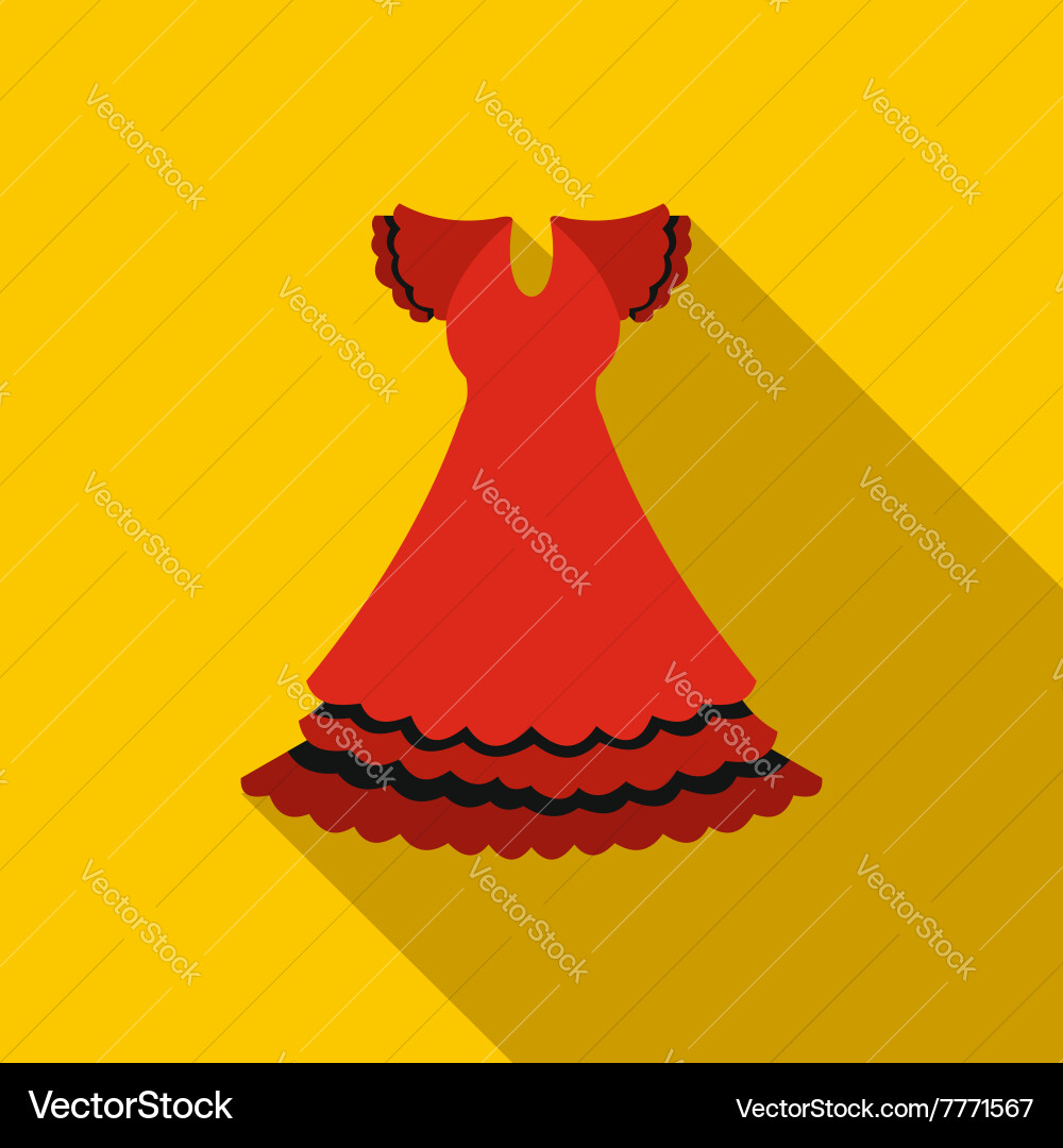 Red dress icon flat style Royalty Free Vector Image