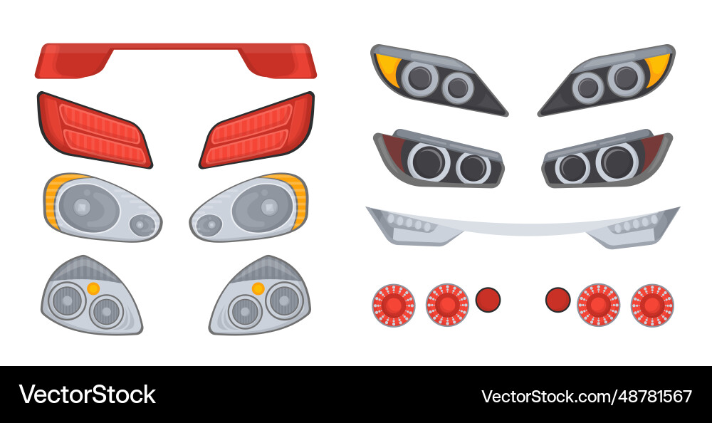 Set of car headlights concept Royalty Free Vector Image