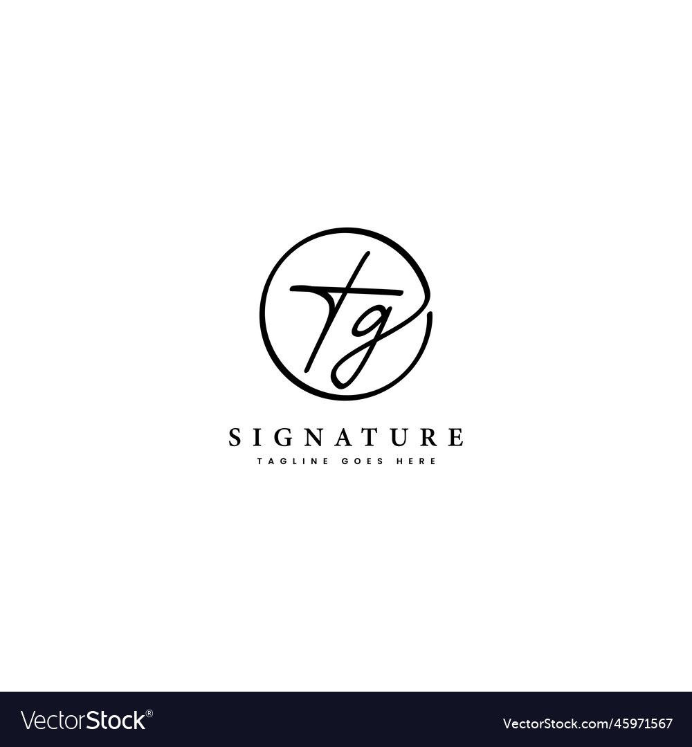 T g tg initial letter handwritten signature logo Vector Image